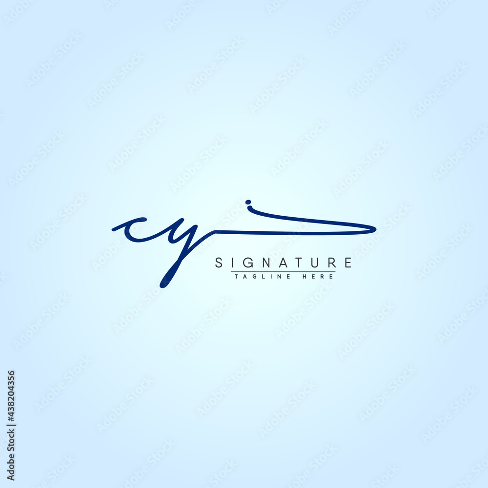 Initial Letter CY Logo - Handwritten Signature Logo Stock Vector ...