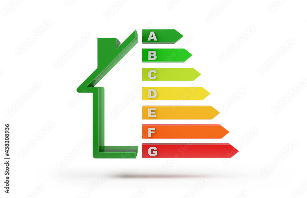 Energy rating scale isolated from the white background. 3d rendering ...