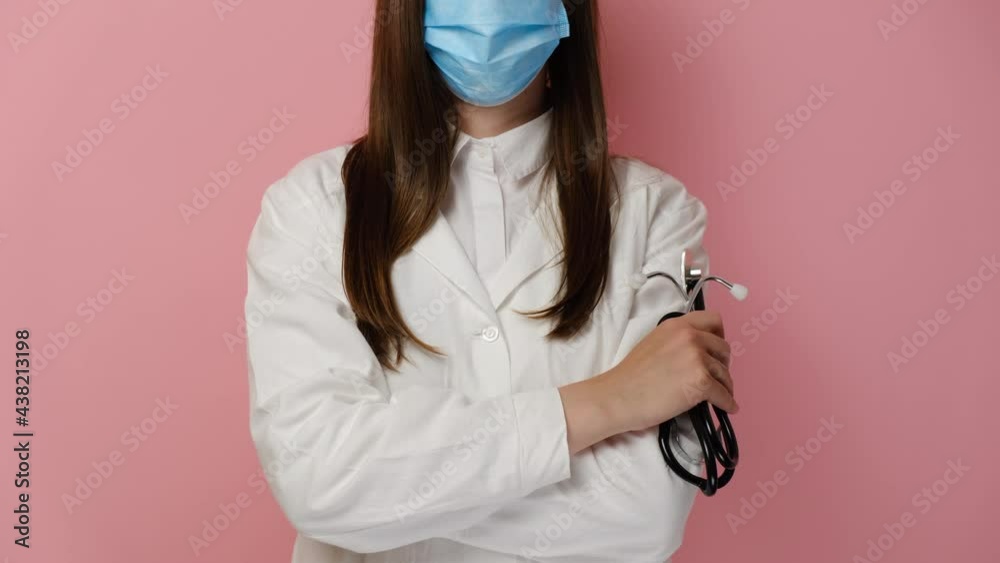 Cropped video of medical woman doctor wear mask to prevent Coronavirus ...