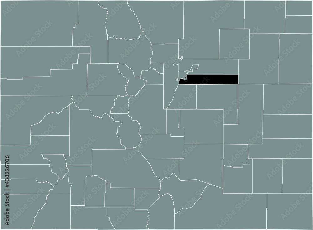 Black highlighted location map of the US Arapahoe county inside gray ...