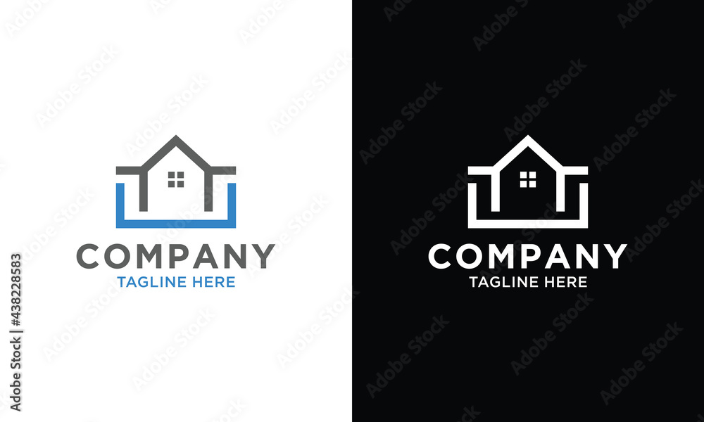 Initial letter U and home line art logo concepts design inspiration. on ...