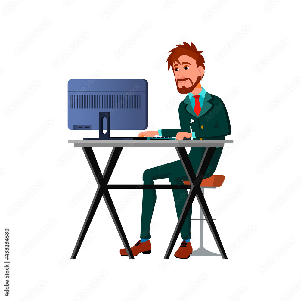young man search job online cartoon vector. young man search job online ...
