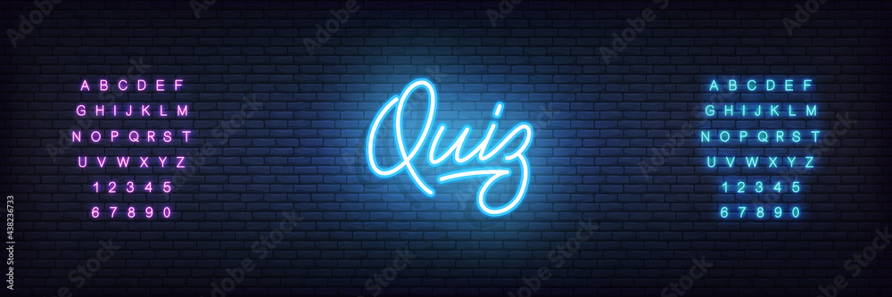 Quiz neon template. Glowing neon lettering Quiz sign Stock Vector ...
