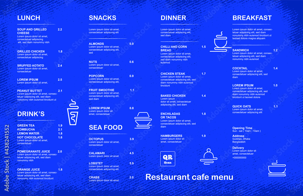 Restaurant cafe menu, template design. One page food menu template ...