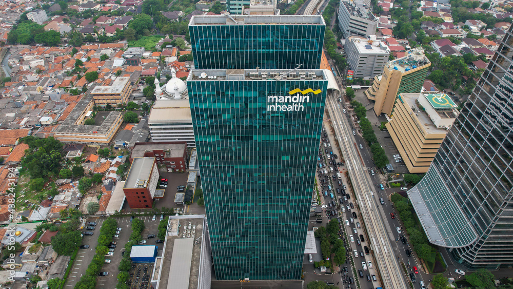 Aerial view of Mandiri inhealth tower located at Kuningan Central ...