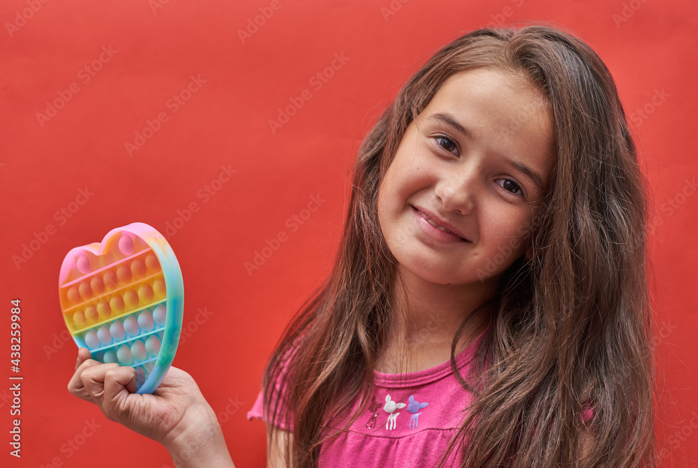 Colorful and bright heart pop it toy simple dimple.Trendy antistress ...