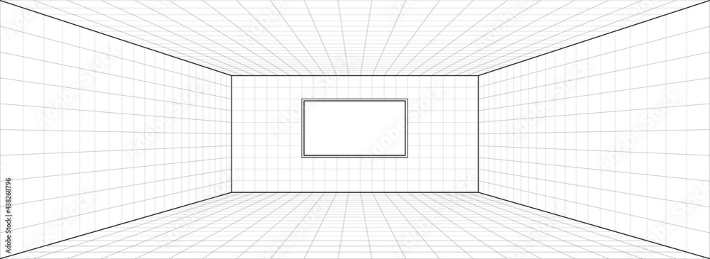 Room perspective grid background 3d Vector illustration. Interior ...