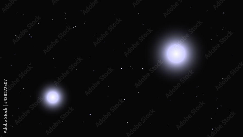 Binary star vector. A star system of two stars with common barycenter ...