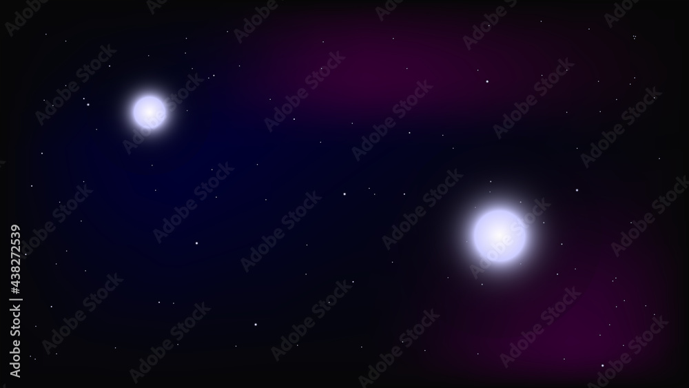 Binary star vector. A star system of two stars with common barycenter ...