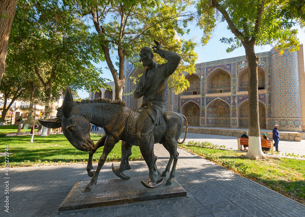 Monument to Hodja Nasreddin in Central City Square. He is a national ...