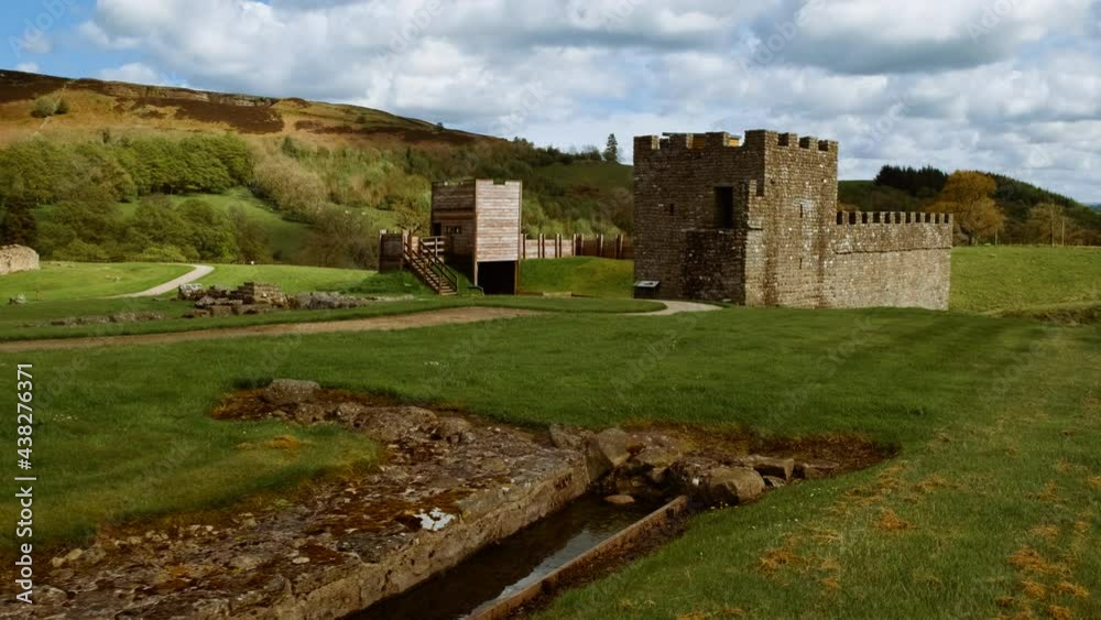 Video Stock Revealing the ruins of Vindolanda, a Roman auxiliary fort ...