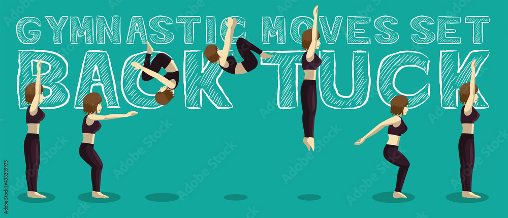 Gymnastic Moves Set Back Tuck Manga Cartoon Vector Illustration Stock ...