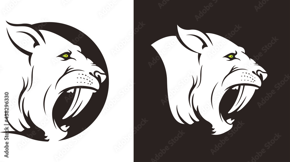 Saber tooth illustrator logo design template Stock Vector | Adobe Stock