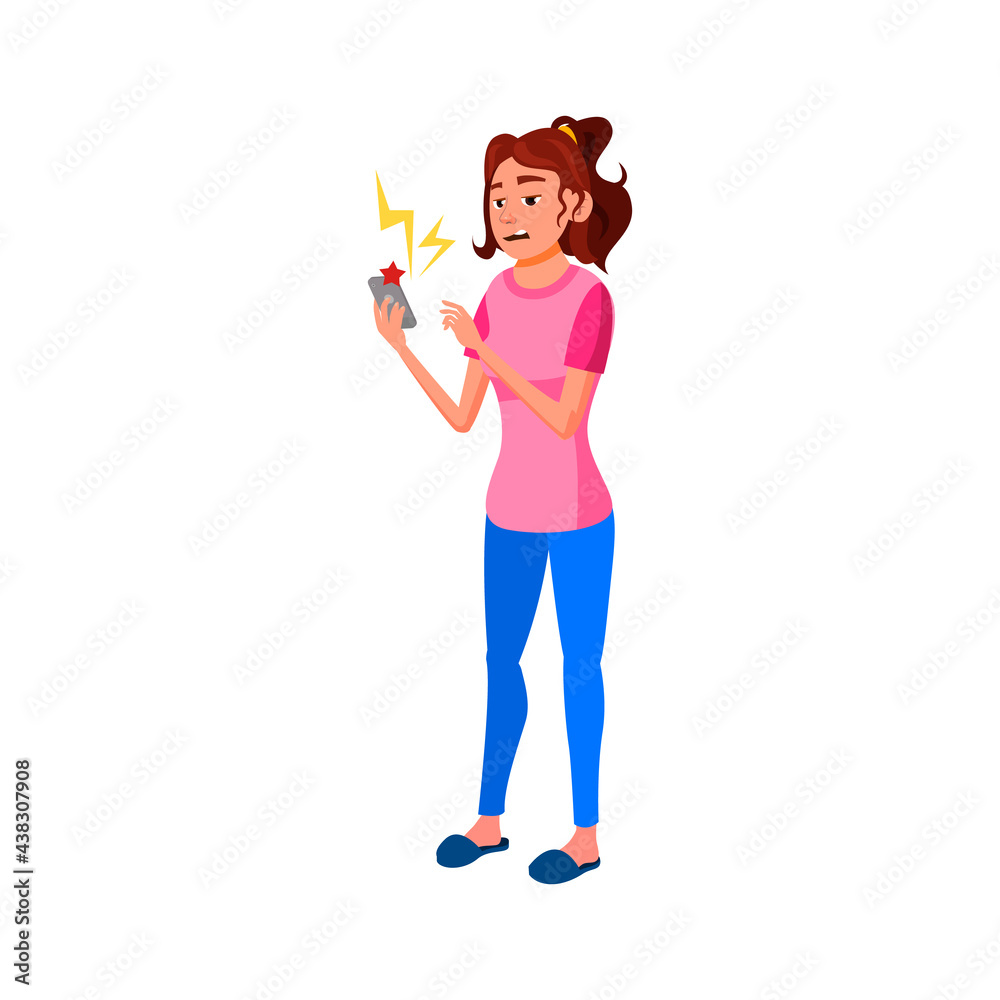 cute young woman boring from phone conversation cartoon vector. cute ...