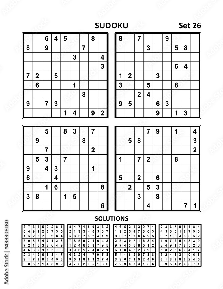 Four sudoku puzzles of comfortable (easy, yet not very easy) level, on ...