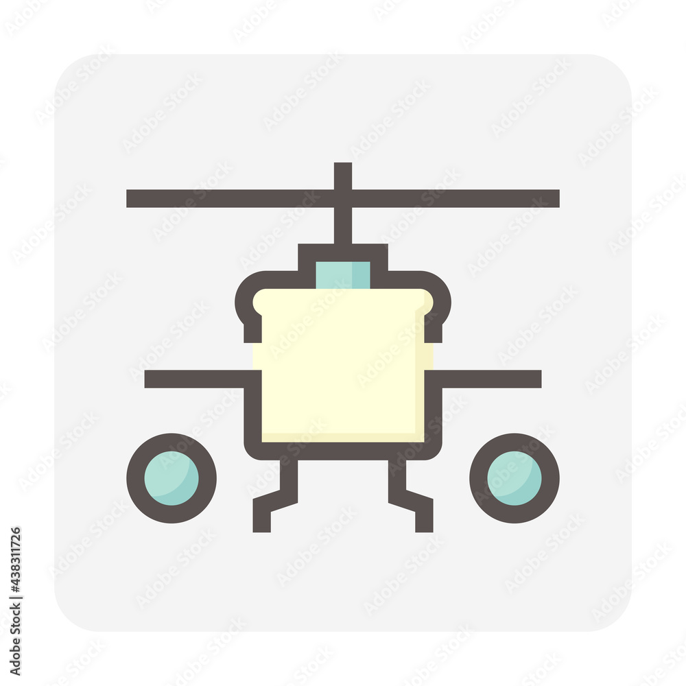 Military helicopter vector icon. Aircraft vehicle with rotor, blade ...