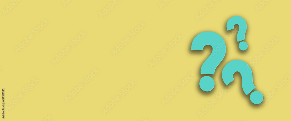 Blue Question marks in yellow background. 3D Question mark. Business ...