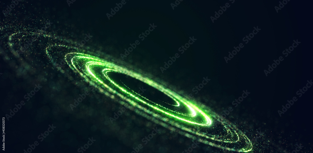 3d rendering, science fiction background of glowing particles with ...
