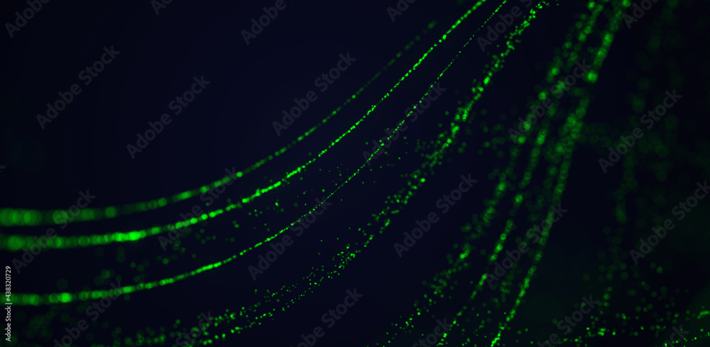 3d rendering, science fiction background of glowing particles with ...