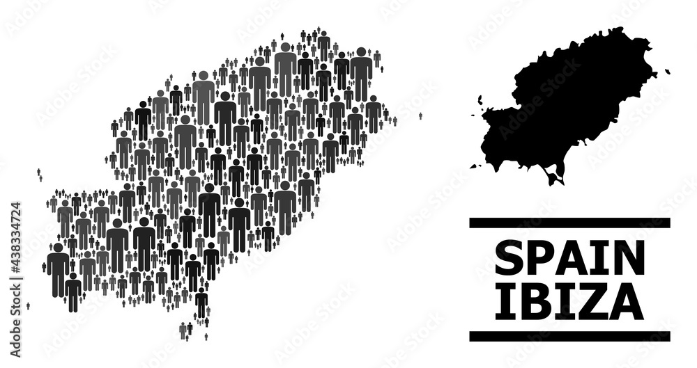 Map of Ibiza Island for national applications. Vector nation collage ...