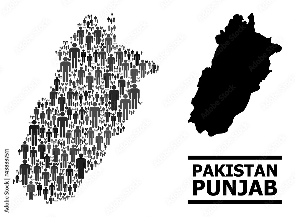 Map of Punjab Province for demographics posters. Vector demographics ...