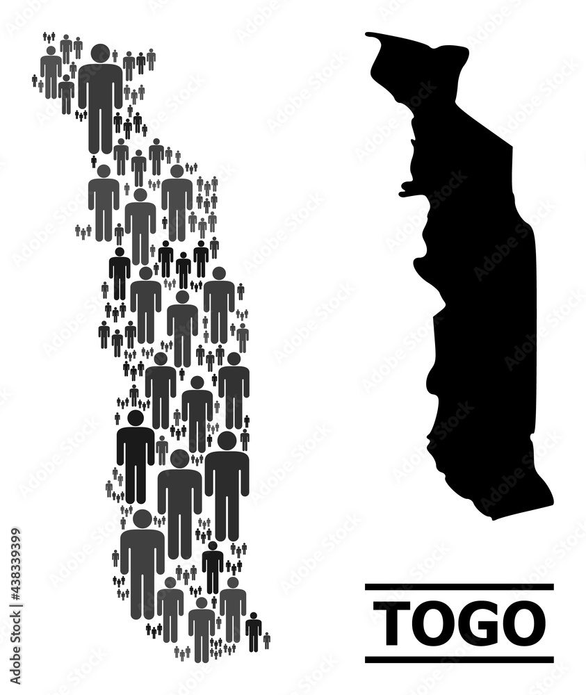 Vecteur Stock Map of Togo for politics projects. Vector nation collage ...