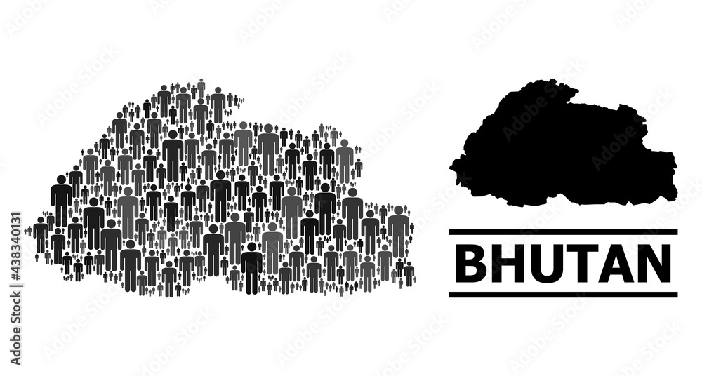 Map of Bhutan for demographics promotion. Vector demographics collage ...