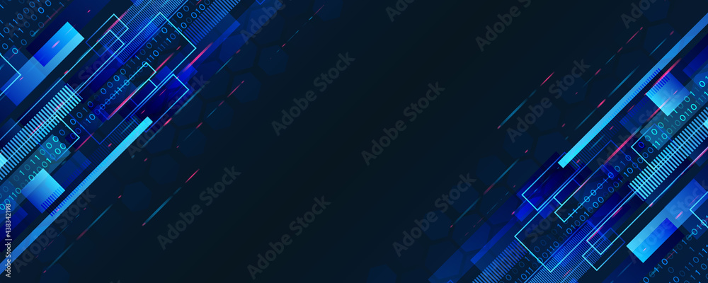 Wide background with various technological elements. Hi-tech computer ...