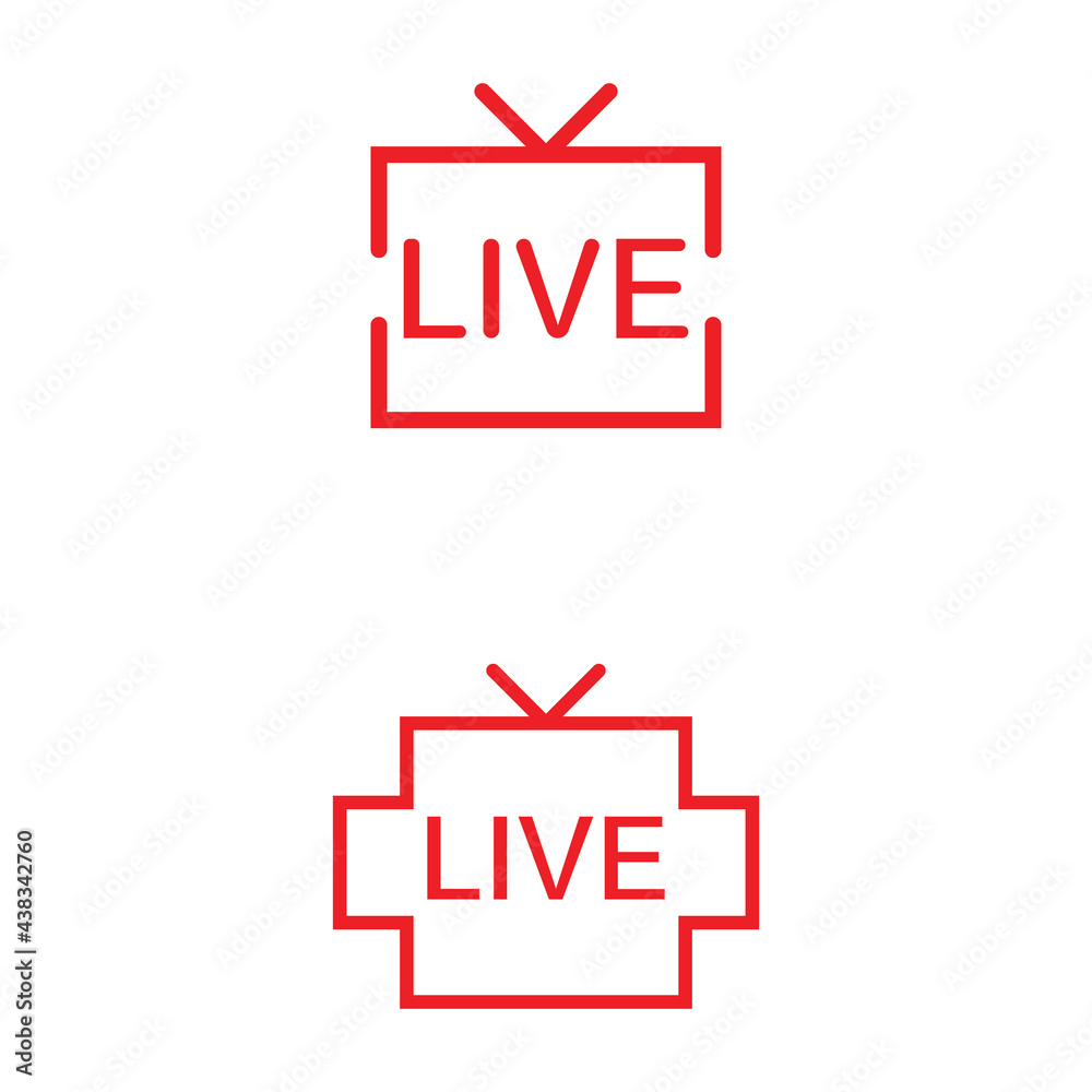 live streaming icon. Red symbol and button of live streaming ...