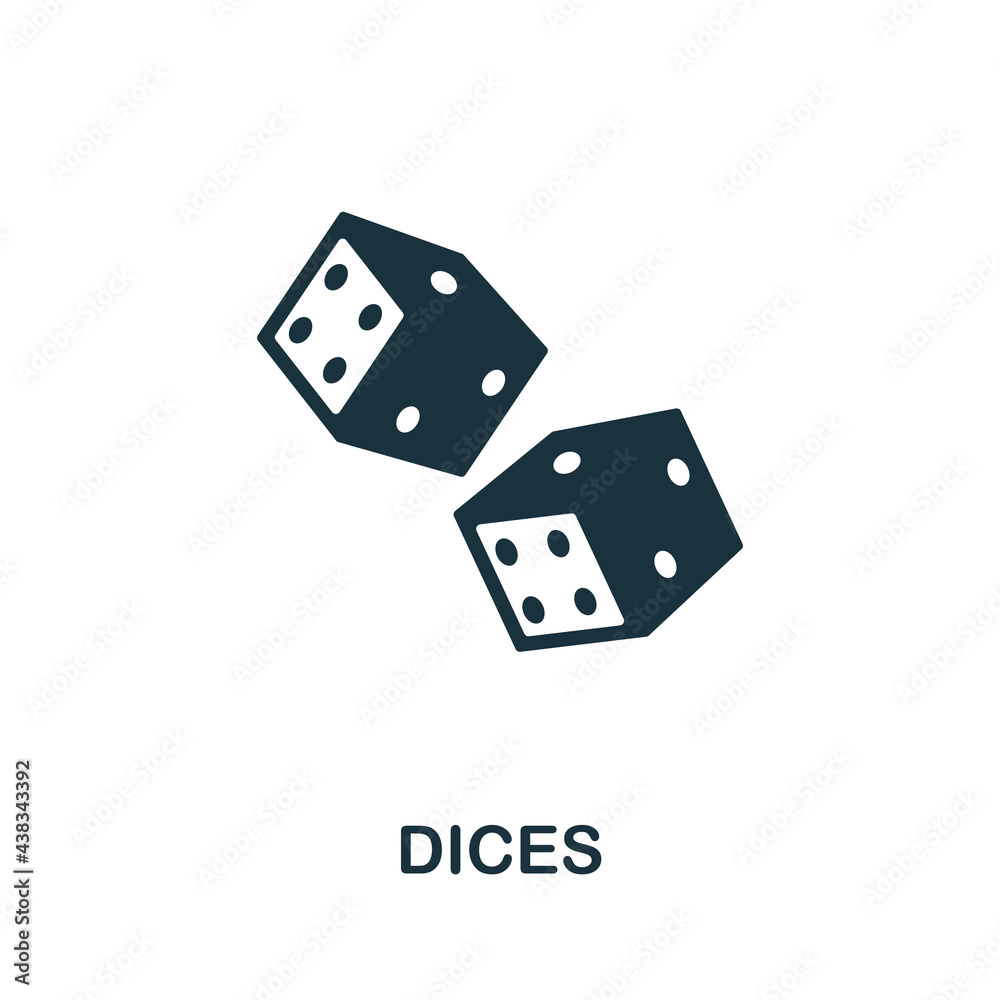 Dices icon. Monochrome simple element from fortune teller collection ...