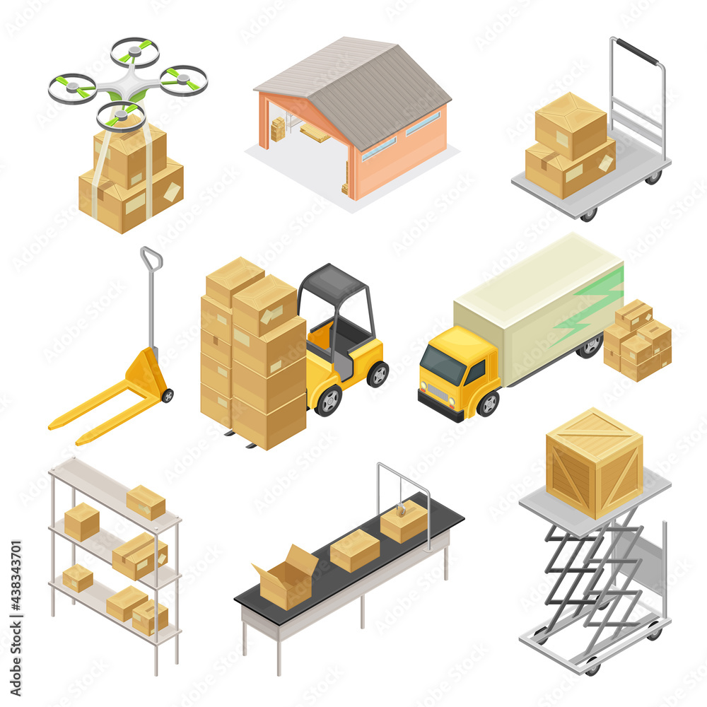 Warehouse as Area for Goods Storage and Logistics with Forklift Moving ...