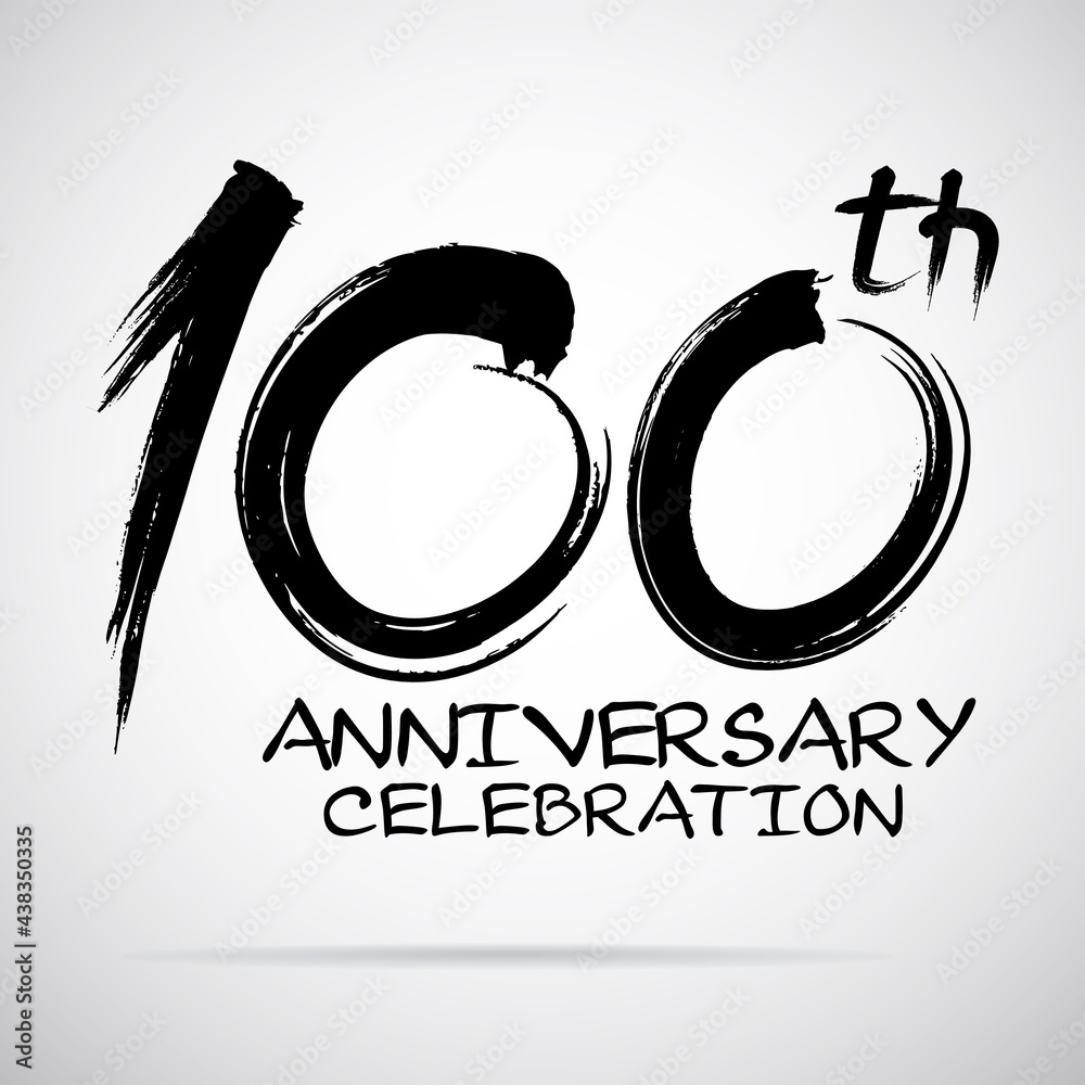 Vector Brush Calligraphy 100 years anniversary Sign Isolated on Grey ...