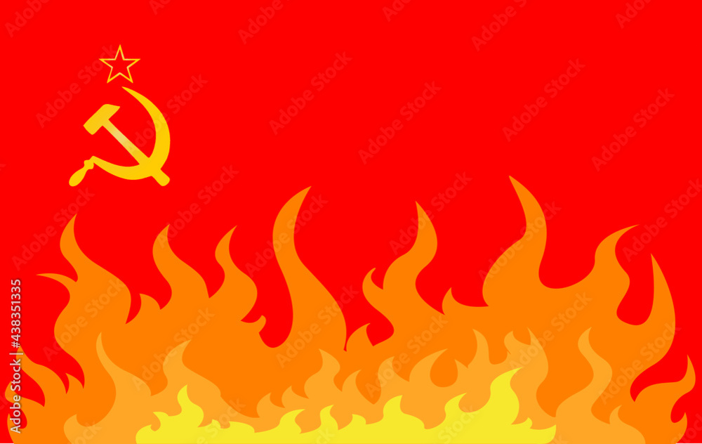 vector illustration of a former Red Soviet Union national flag with ...