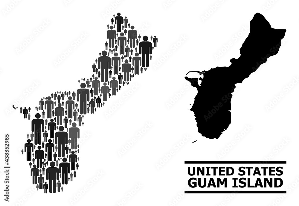 Map of Guam Island for politics agitprop. Vector demographics collage ...