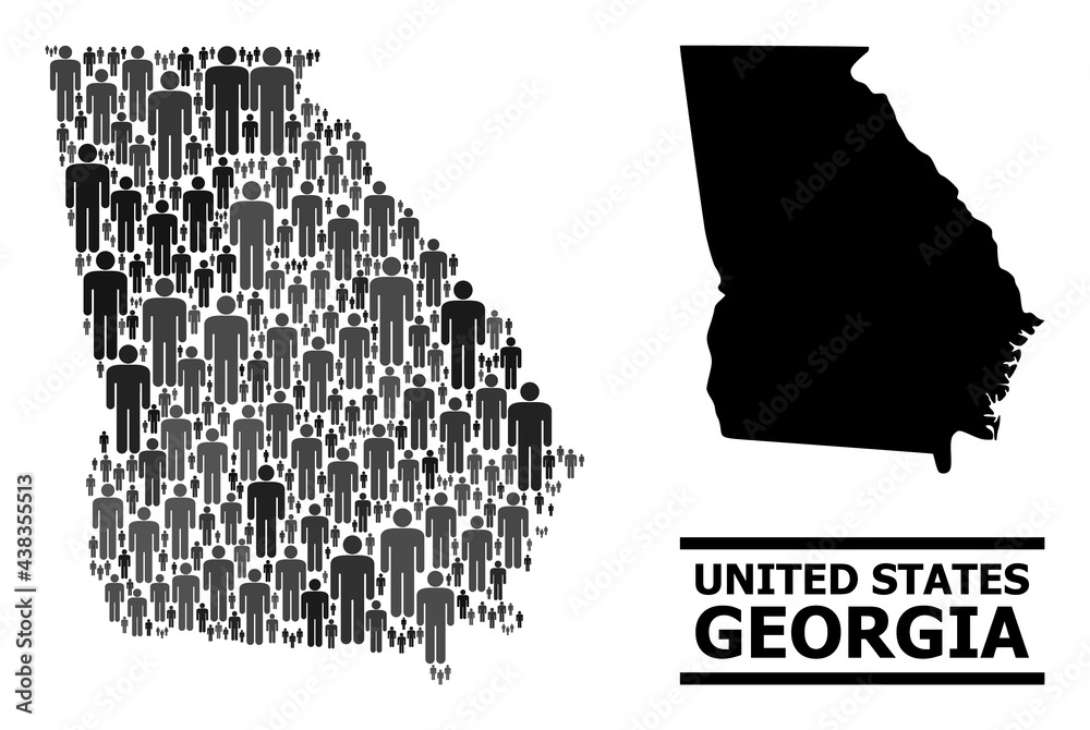 Map of Georgia State for social posters. Vector population abstraction ...