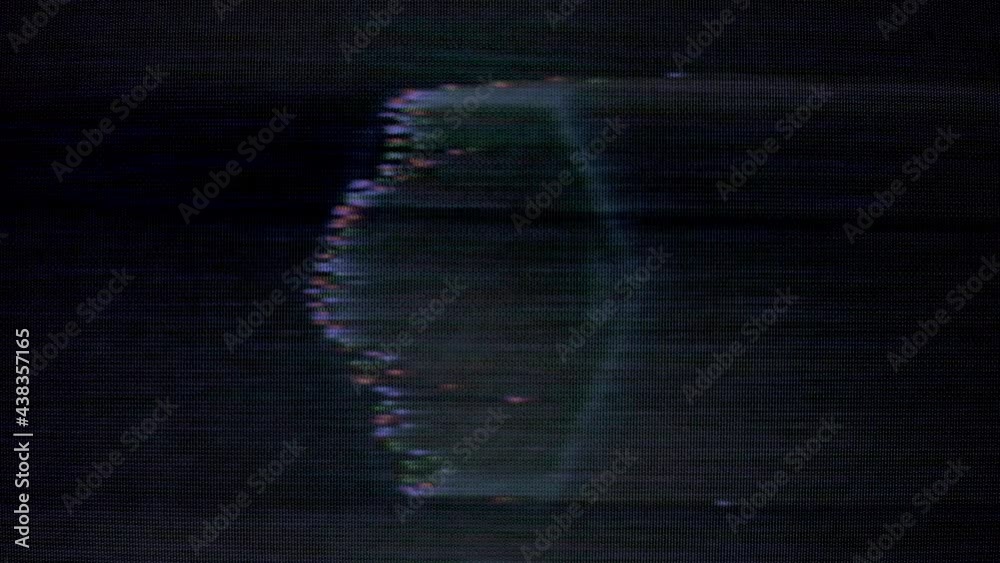 Screen damage TV effects and artifacts.Vintage switch on, turn off ...