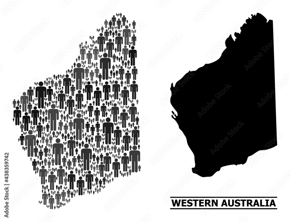 Map of Western Australia for social promotion. Vector demographics ...