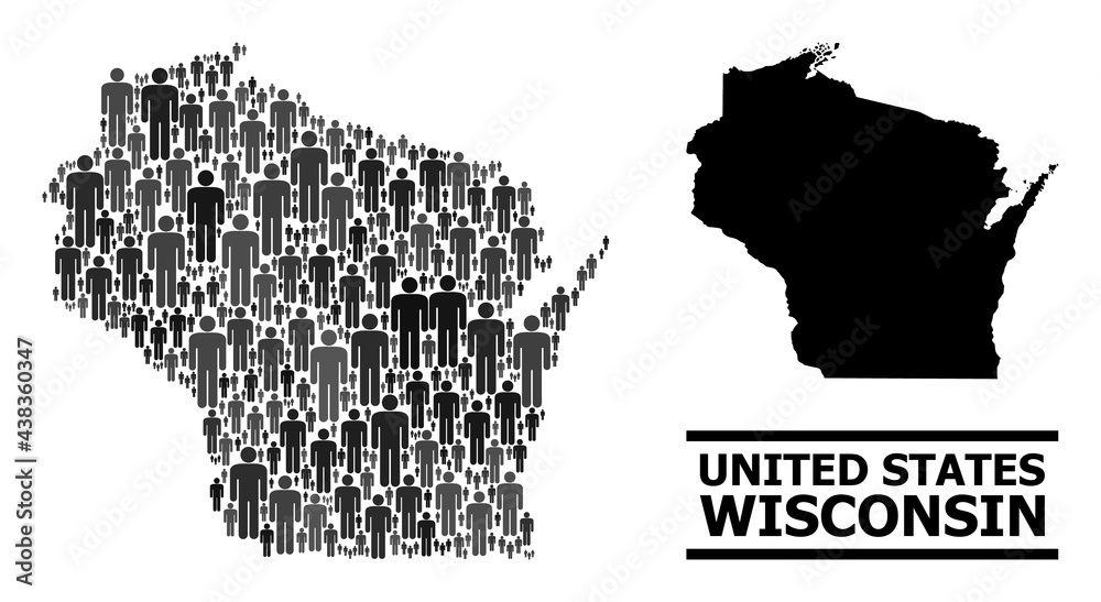 Map of Wisconsin State for demographics projects. Vector demographics ...