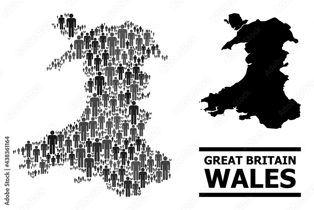 Map of Wales for political posters. Vector population mosaic. Concept ...