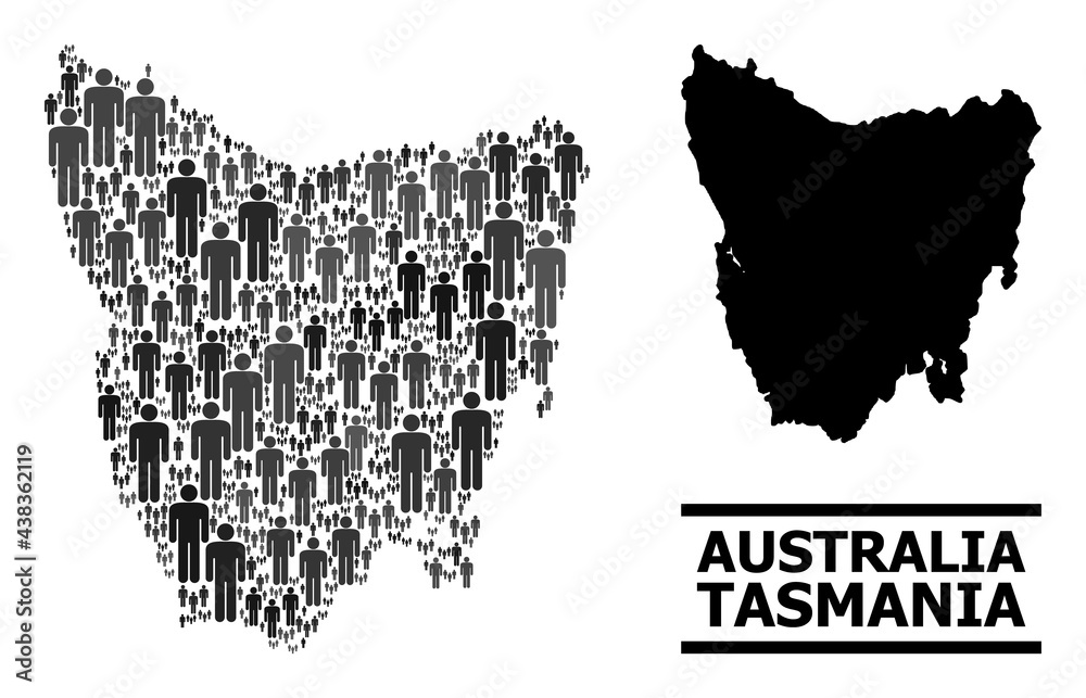 Map of Tasmania Island for social doctrines. Vector demographics ...