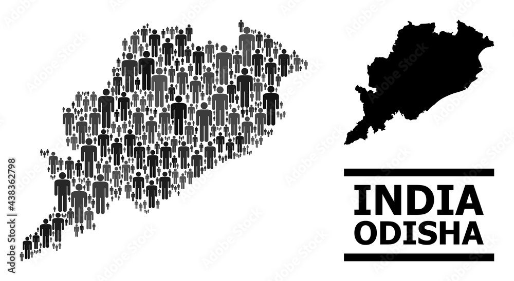 Map of Odisha State for political doctrines. Vector nation abstraction ...