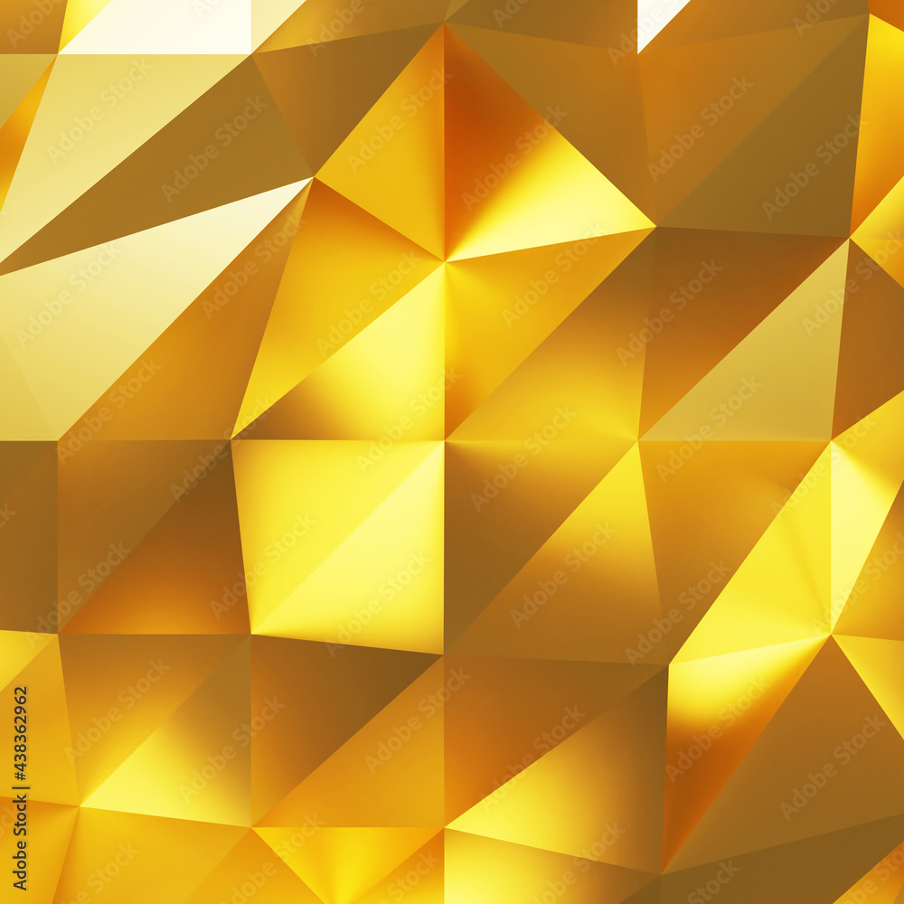 Gold polygon background 3d rendering, 3d illustration. Abstract ...