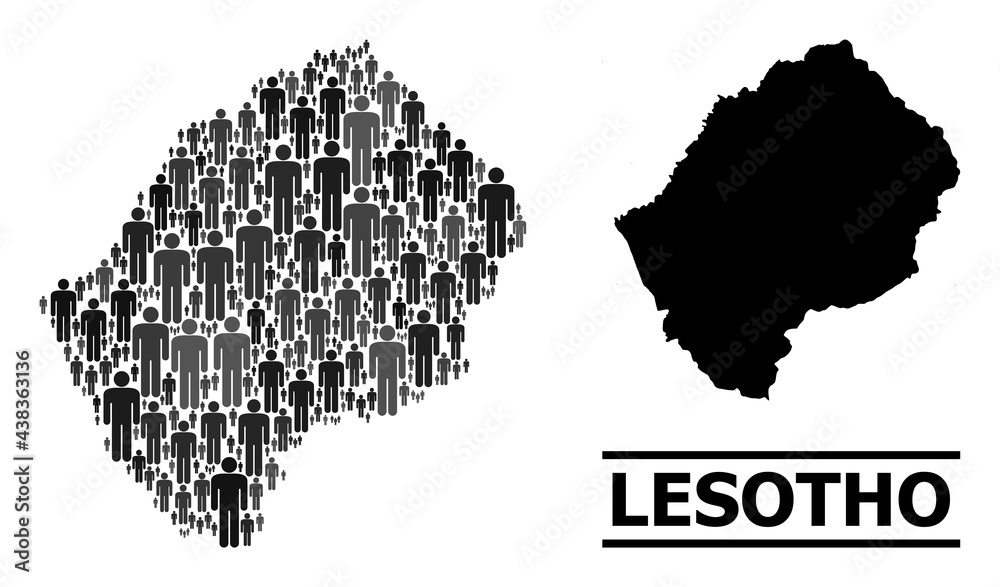 Map of Lesotho for demographics promotion. Vector nation collage ...