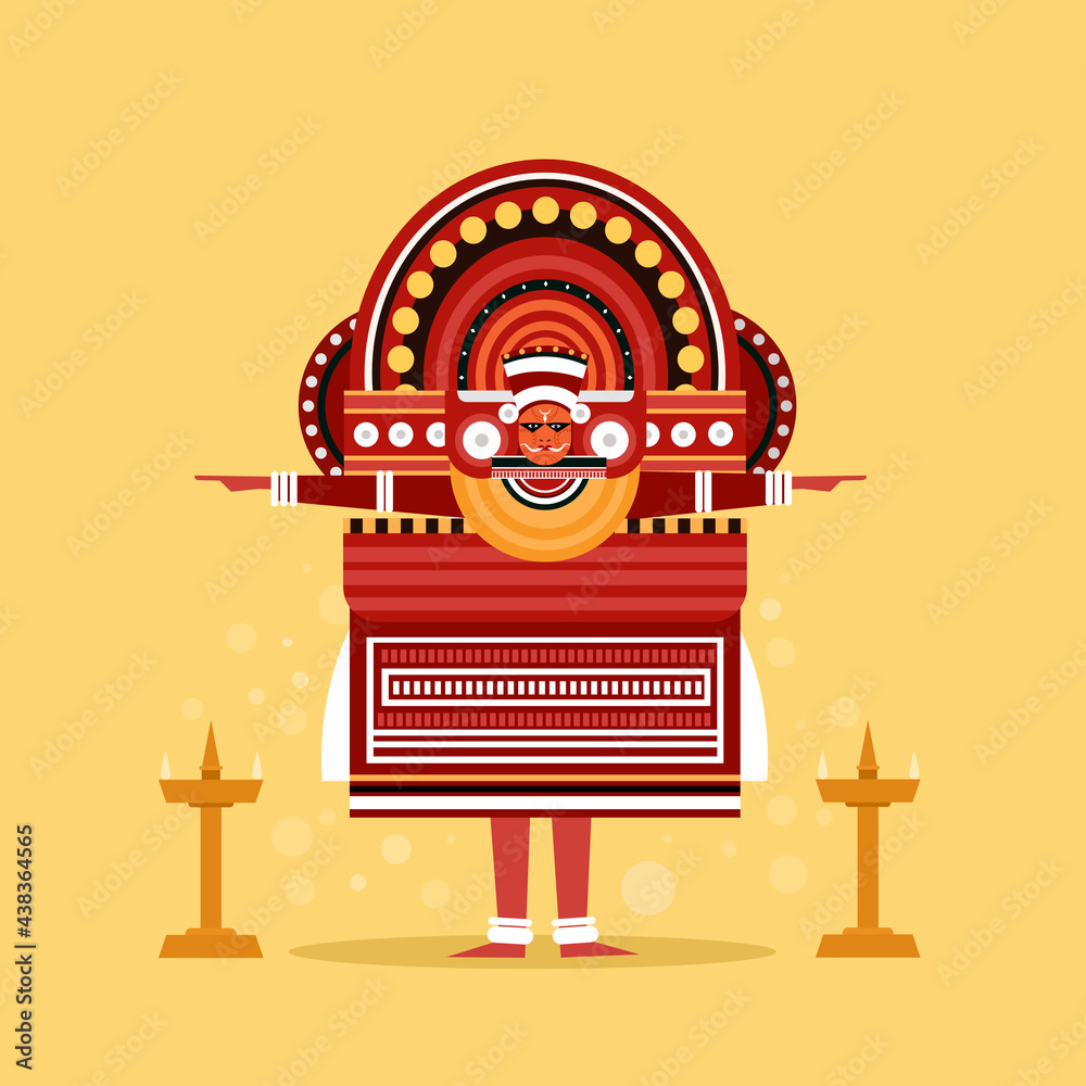 Illustration of a Theyyam artist. Theyyam is a Hindu ritualistic art in ...