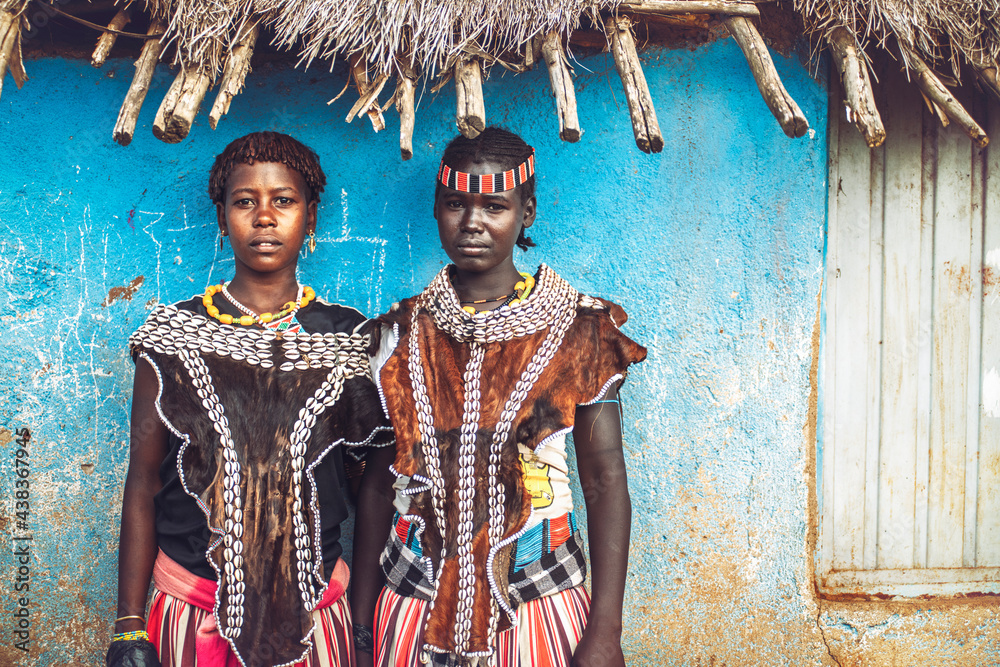 Beautiful women of Banna tribe wearing authentic clothes and acc Stock ...