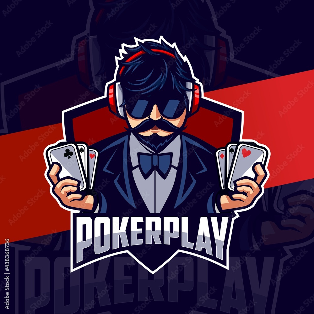 poker man mascot esport logo design for game and sport Stock Vector ...