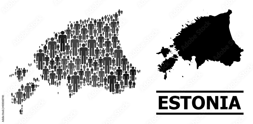 Map of Estonia for demographics agitation. Vector nation abstraction ...