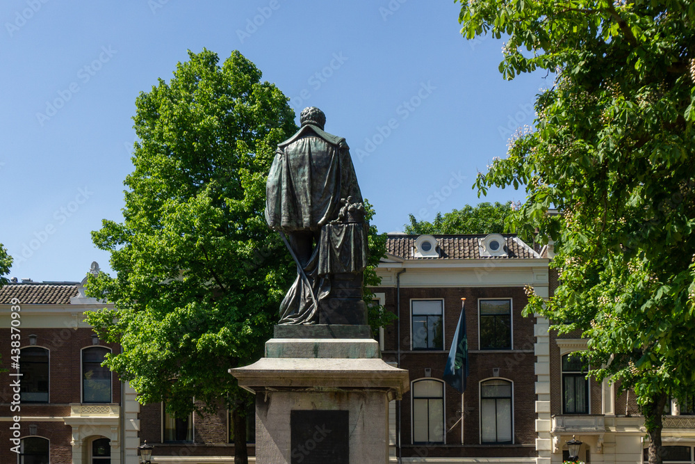 Rear view of the statue of Jan VI van Nassau-Dillenburg on the Domplein ...