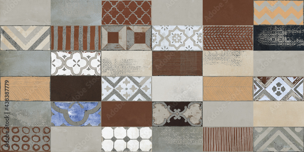Multicolour Rustic Digital Wall Tile Decor For interior Home or Rustic ...