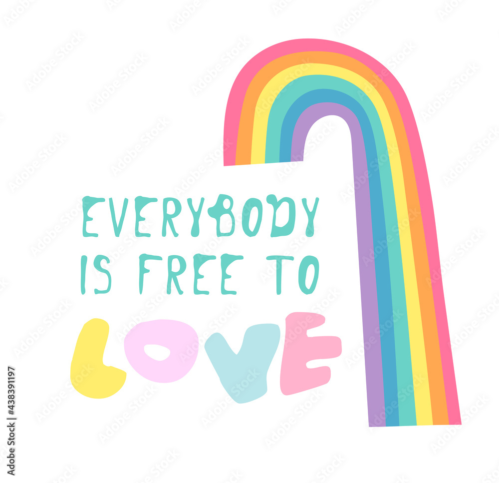 Vector Flat Illustration Rainbow and text. Cartoon Pride Colorful ...